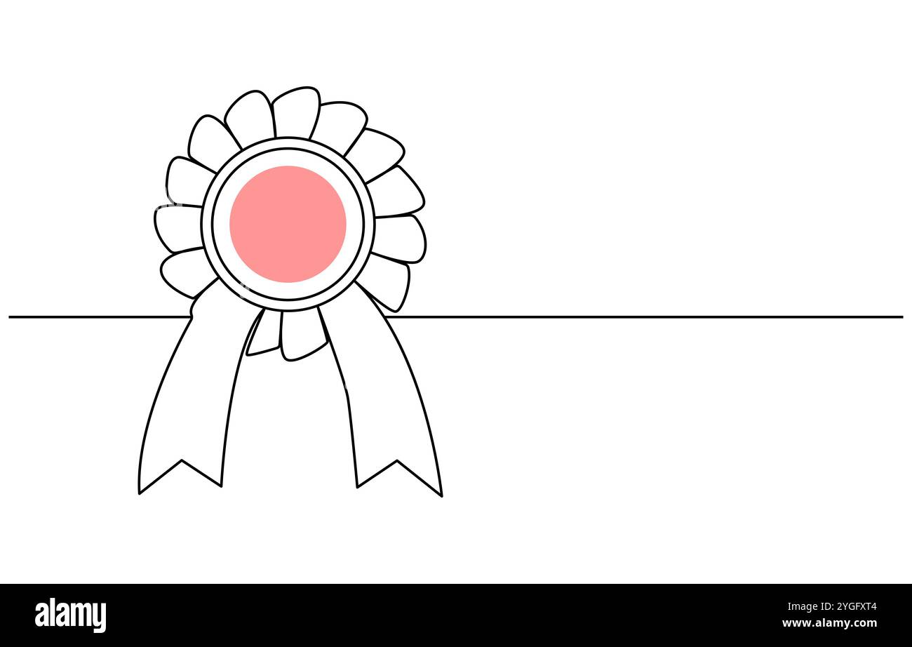 Award badge continuous line art drawn. Approval check sign. Certificate ...