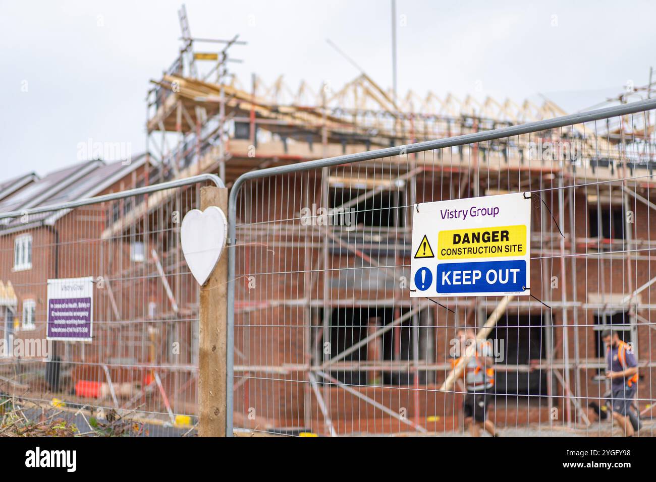Vistry Group construction site. Danger construction site, keep out sign ...