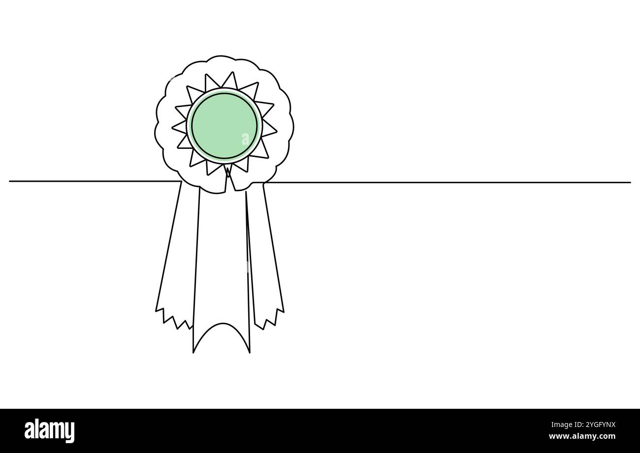 Award badge continuous line art drawn. Approval check sign. Certificate ...