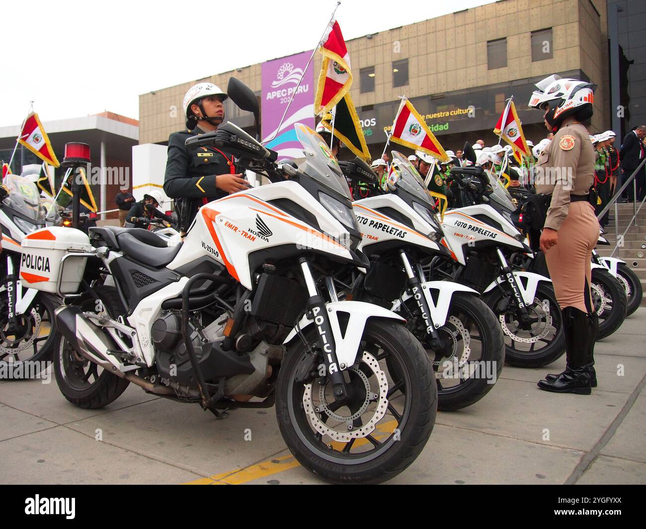 Female officers of the motorized police participating in the ...