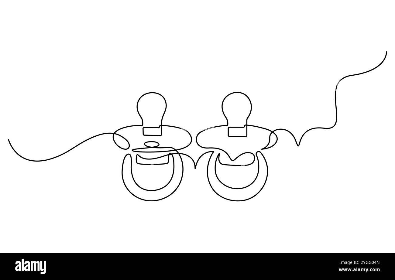 Continuous line drawing of pacifier. Pregnancy planning concept. Vector ...