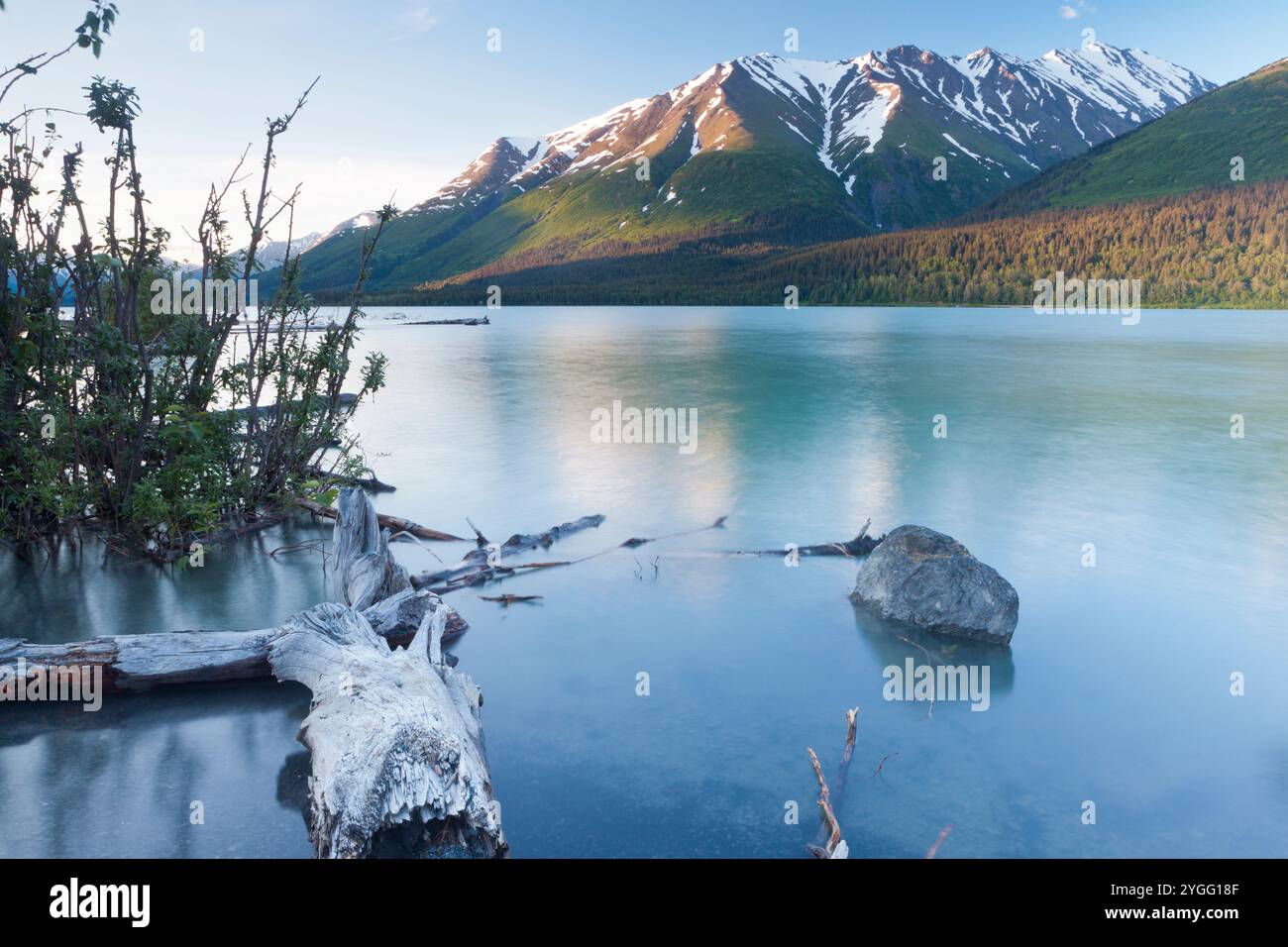 Kenai Lake at sunset, Peninsula of Kenai, Alaska, U.S.A Stock Photo - Alamy