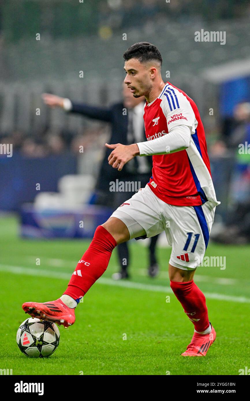 Milano, Italy. 06th Nov, 2024. Gabriel Martinelli of Arsenal FC, seen ...