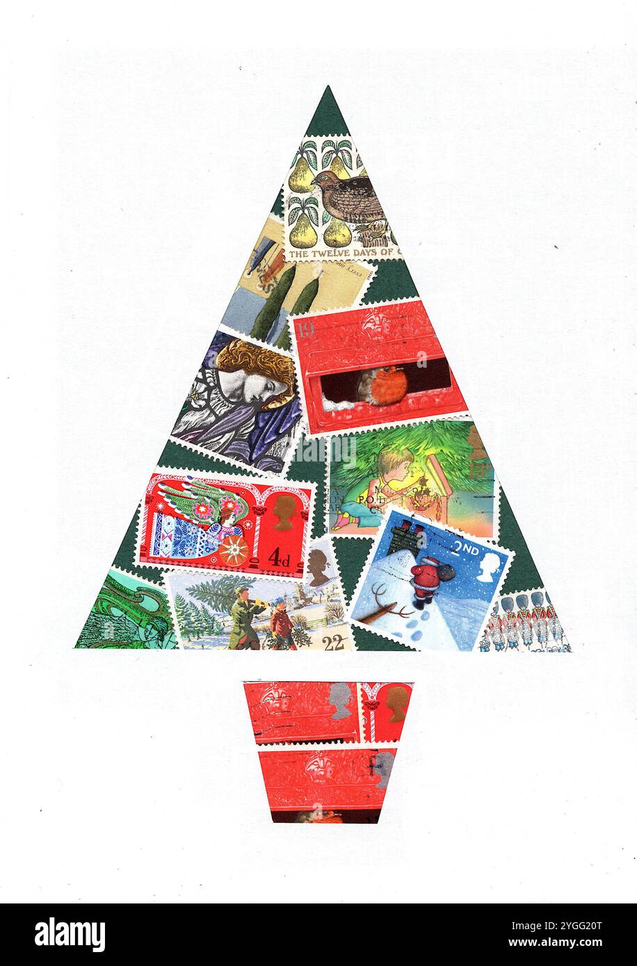 Vintage Christmas postage stamps from Great Britain in the shape of a ...