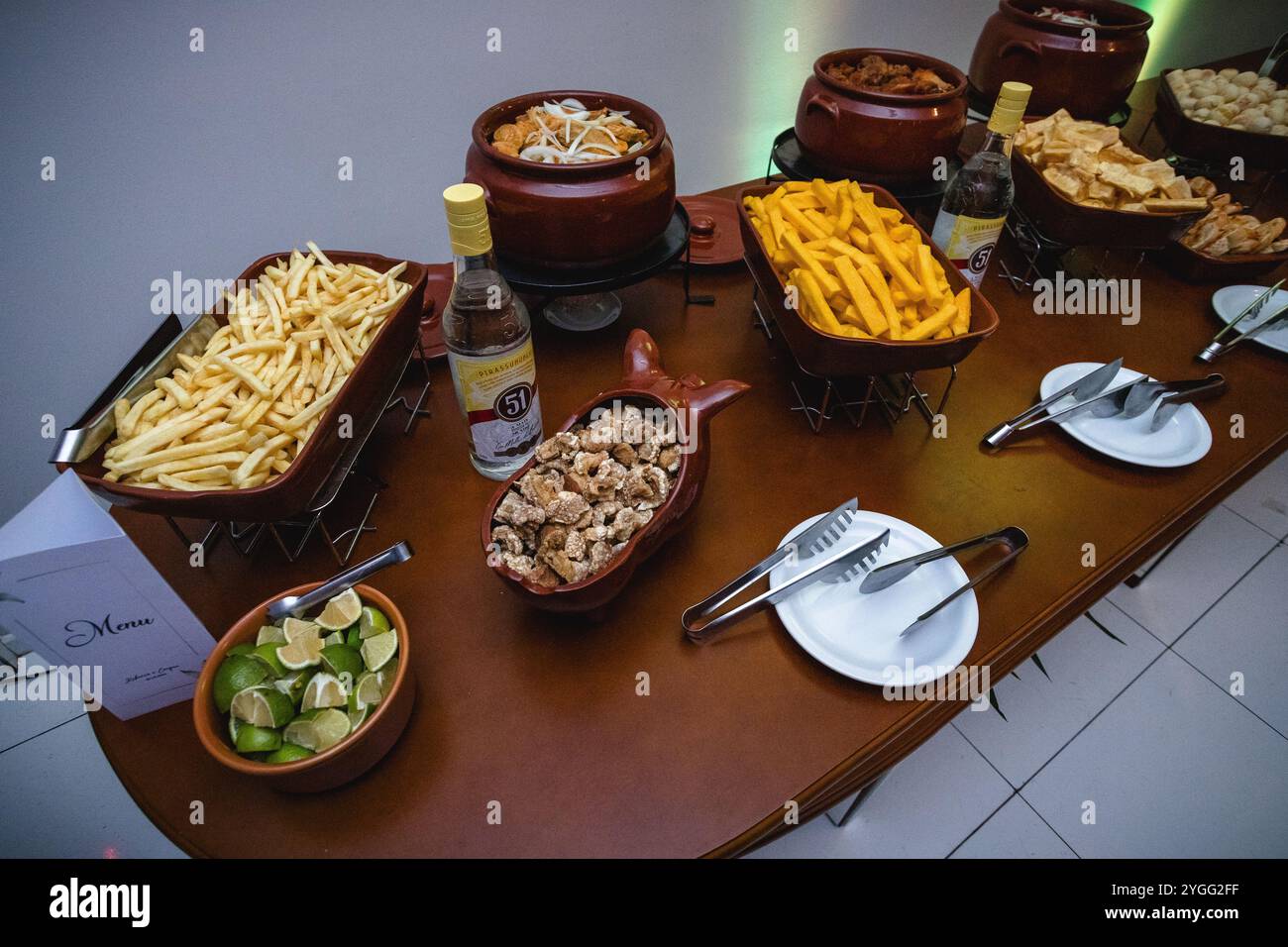 Self service, restaurant food by the kilo, served in Brazil, with ...