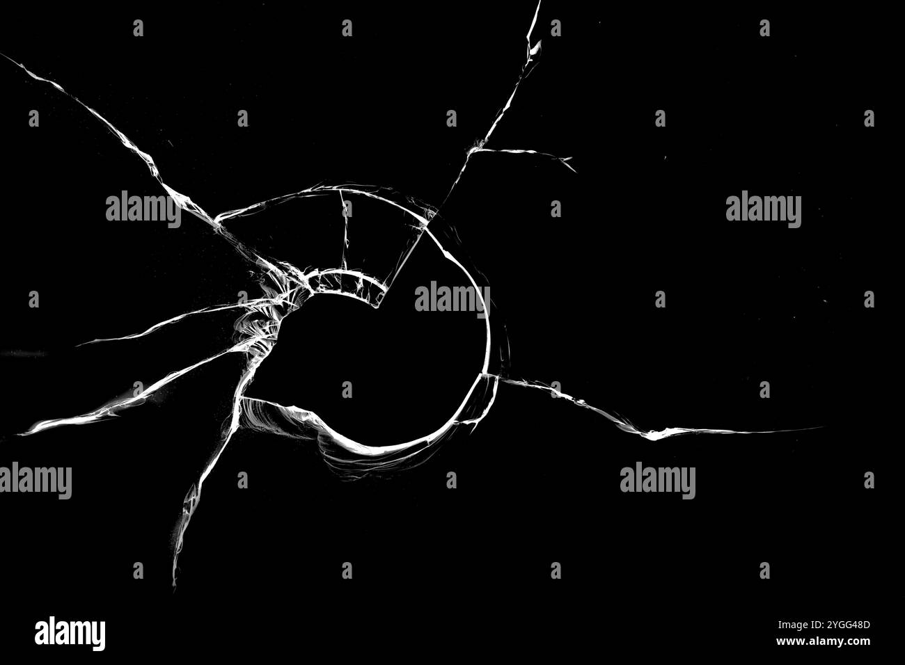 Broken glass realistic crack on window Black and White Stock Photos ...