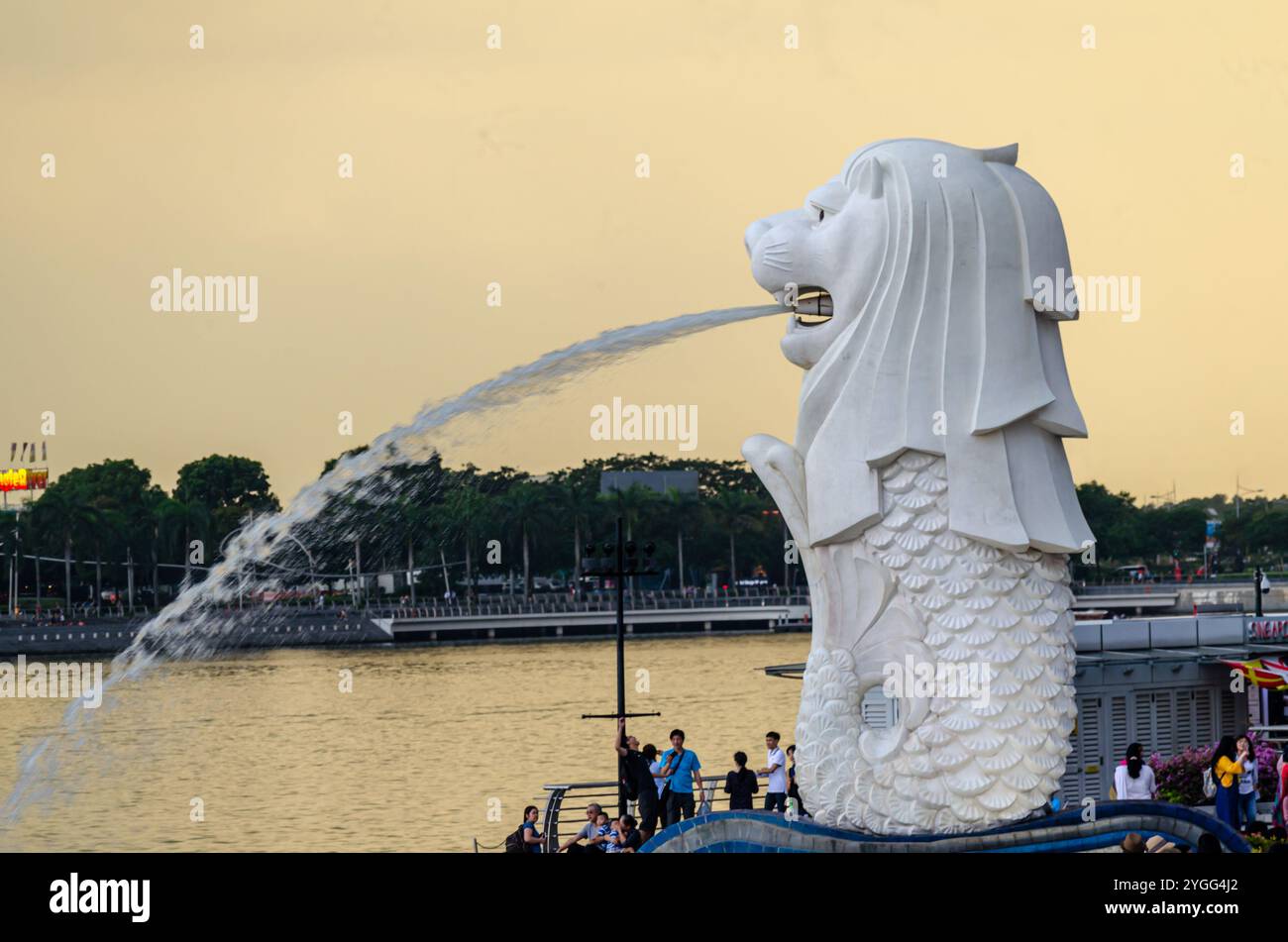 The official mascot of Singapore, the Merlion, mythical creature with ...