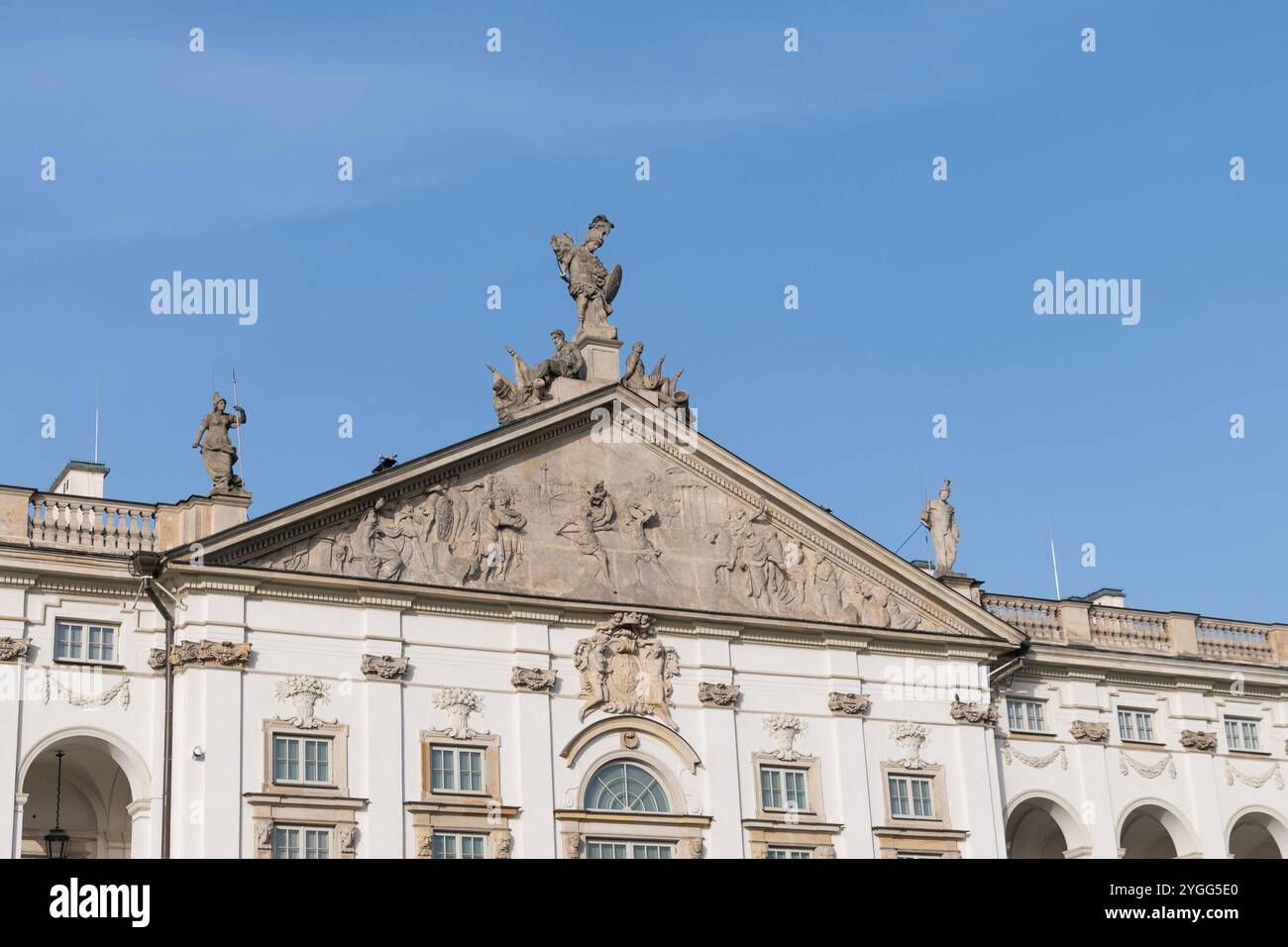 Facade of The Krasinski Palace building. pediment. Palace of the ...