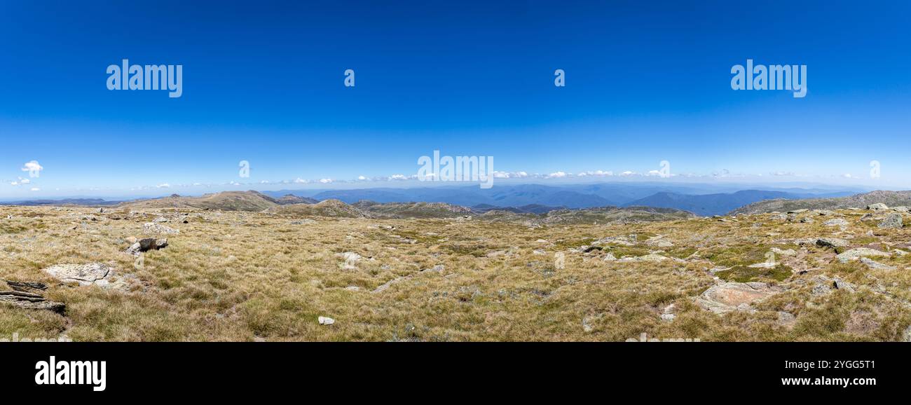 Panorama view from top of Mount Kosciuszko during a clear day ...