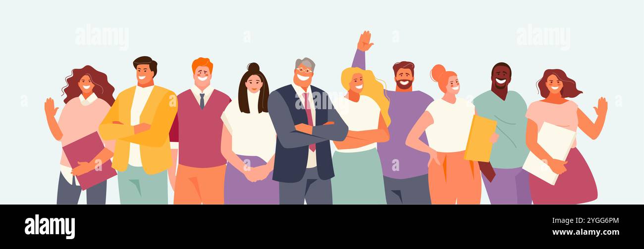 Group of friendly smiling people. Our team staff vector characters ...