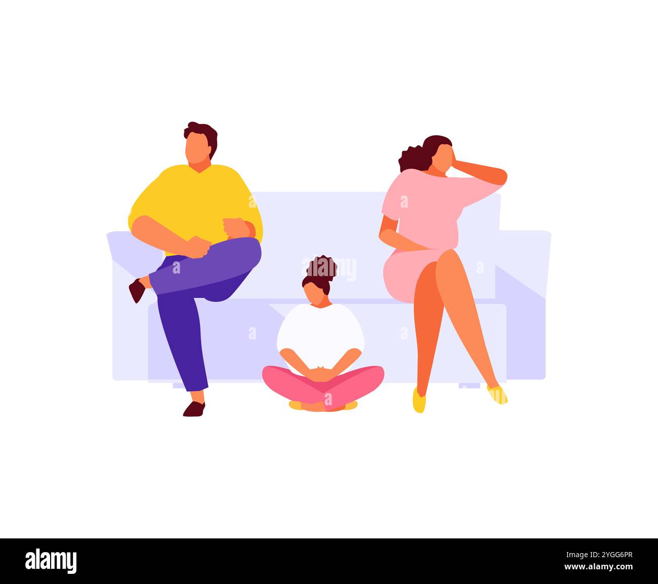 Indifferent parents ignore their child. Dysfunctional and unhappy ...