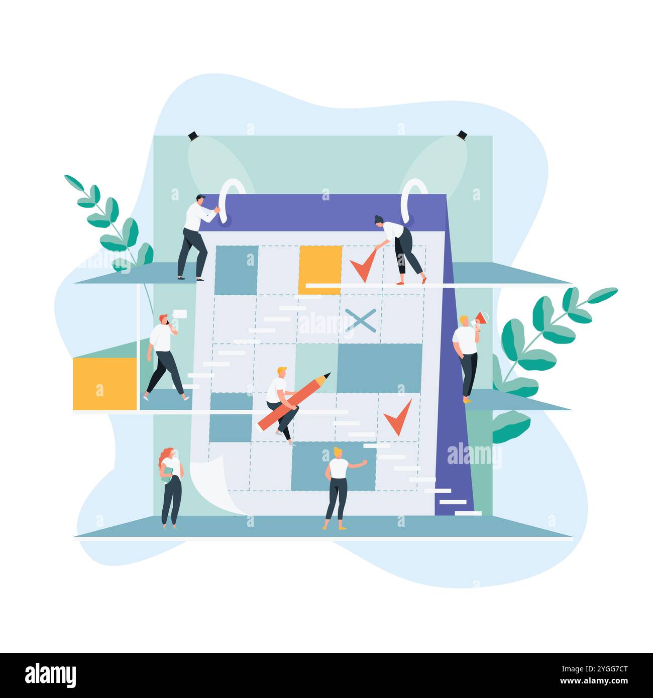 Business people team together planning a schedule and events. Calendar ...