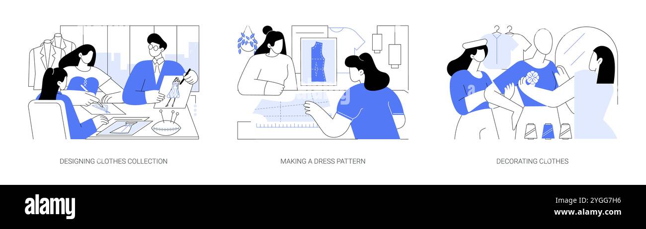 Becoming a fashion designer isolated cartoon vector illustrations se ...