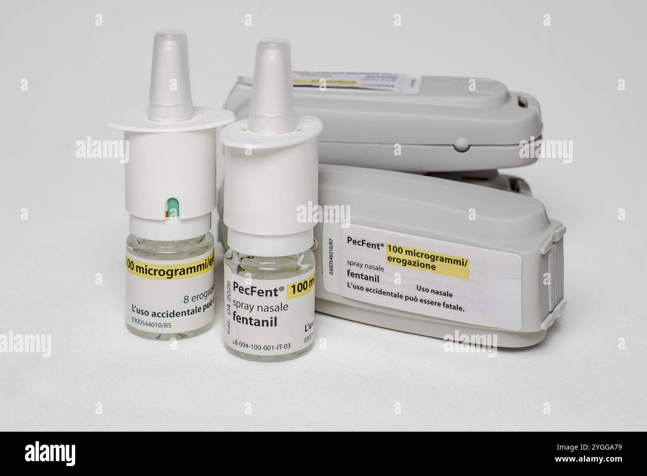 Fentanyl safety packs and nasal inhalers. Italian language. Traduction ...