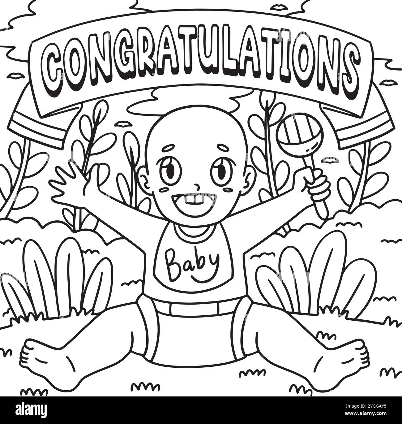 Baby Shower Congratulations Banner Coloring Page Stock Vector Image ...