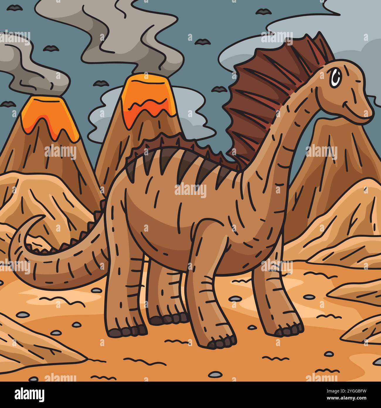 Dinosaur Amargasaurus Colored Cartoon Illustration Stock Vector Image ...