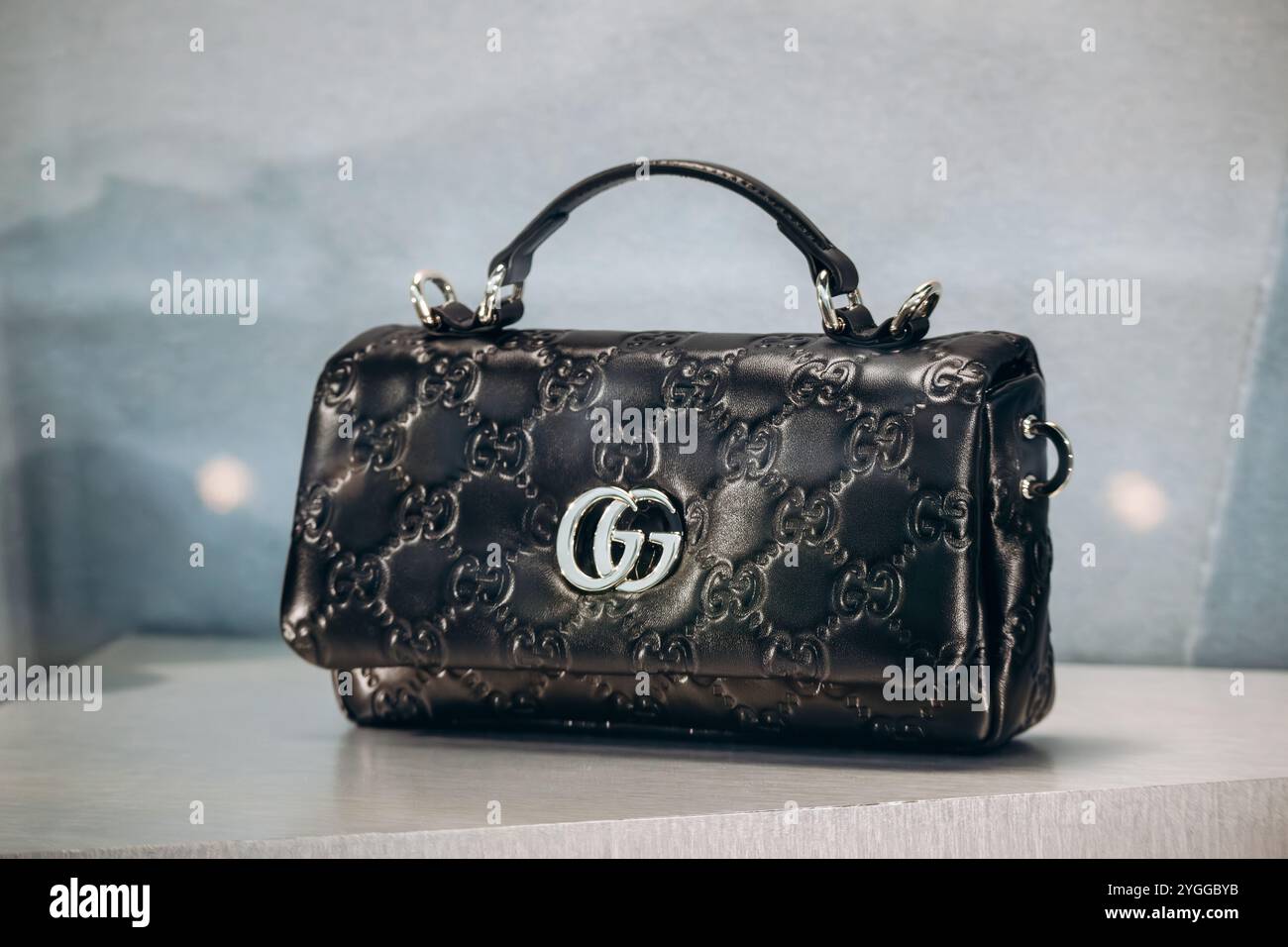 Cannes, France - November 5, 2024: Gucci bag in a boutique window in ...