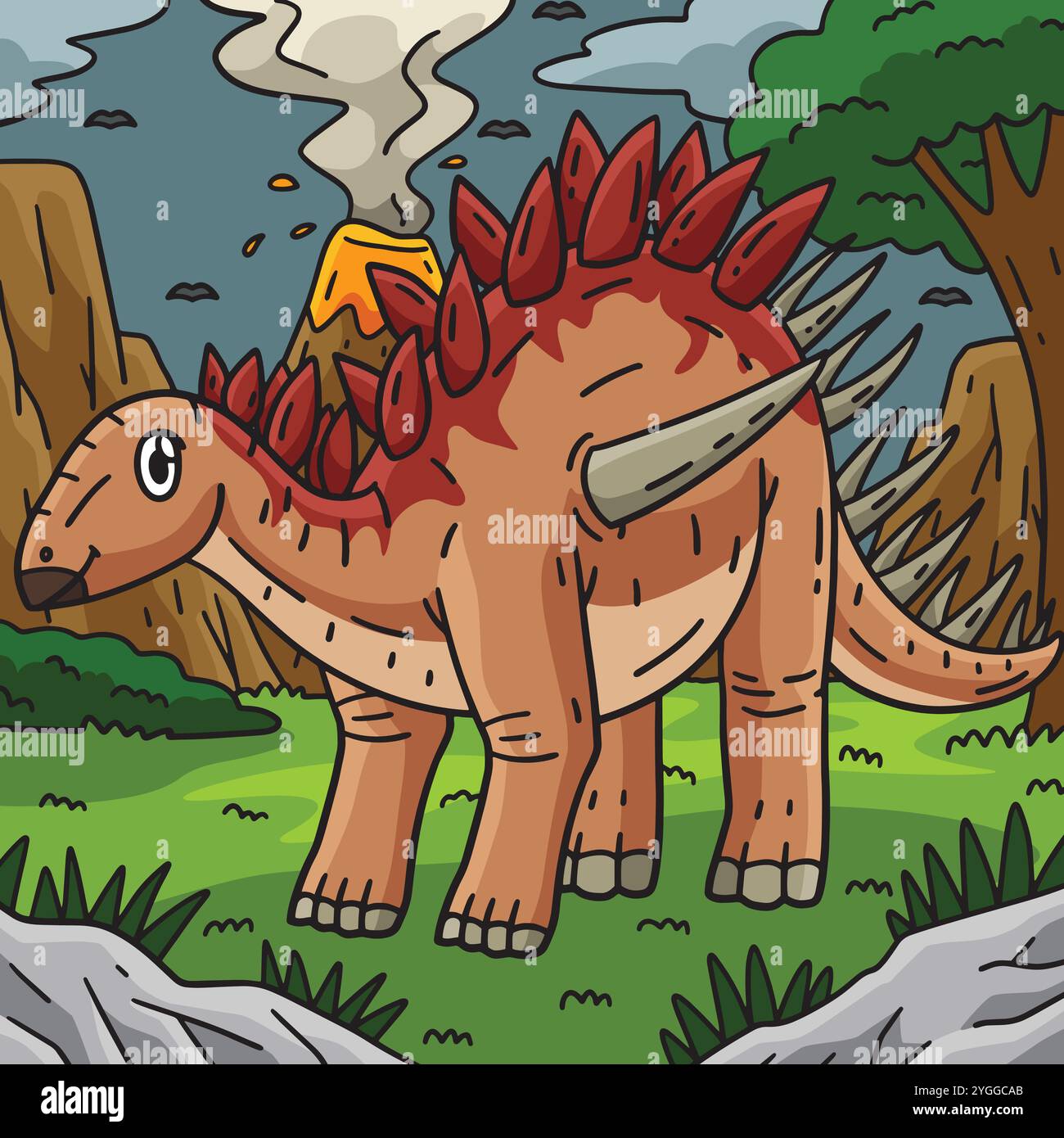 Dinosaur Kentrosaurus Colored Cartoon Illustration Stock Vector Image ...