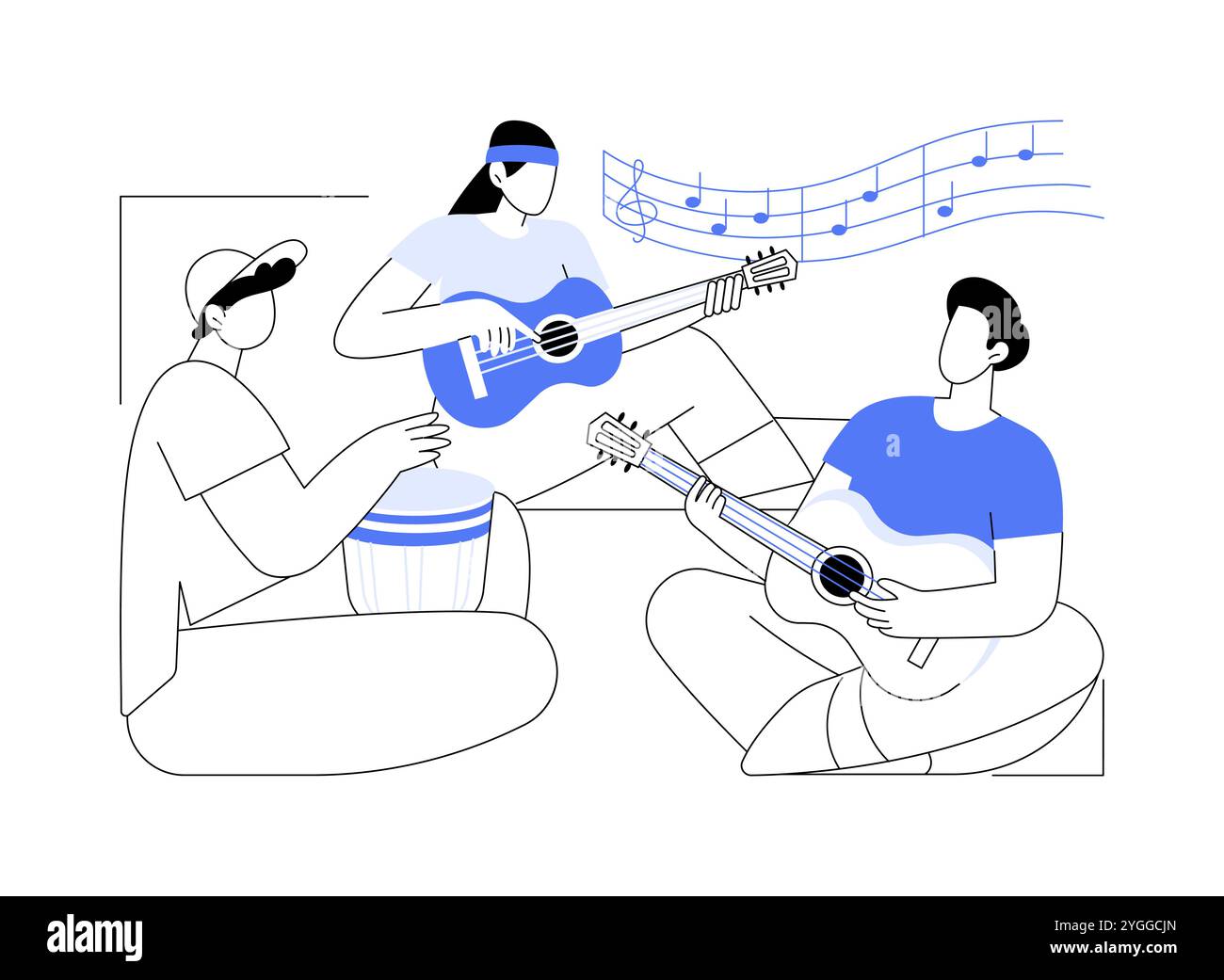 Jamming with friends isolated cartoon vector illustrations Stock Vector ...