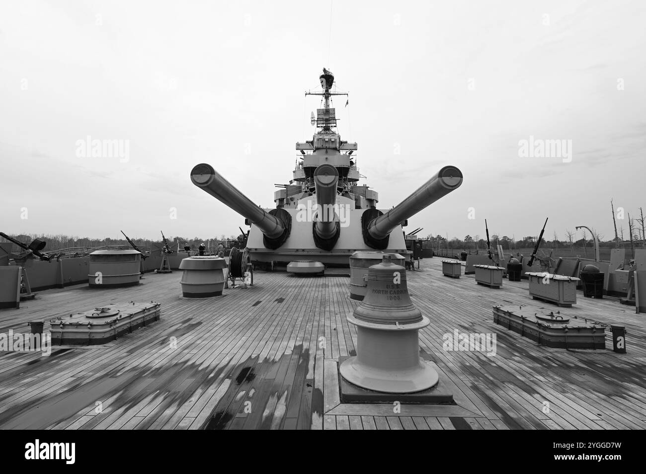 Main gun turrets of the Battleship North Carolina Stock Photo - Alamy