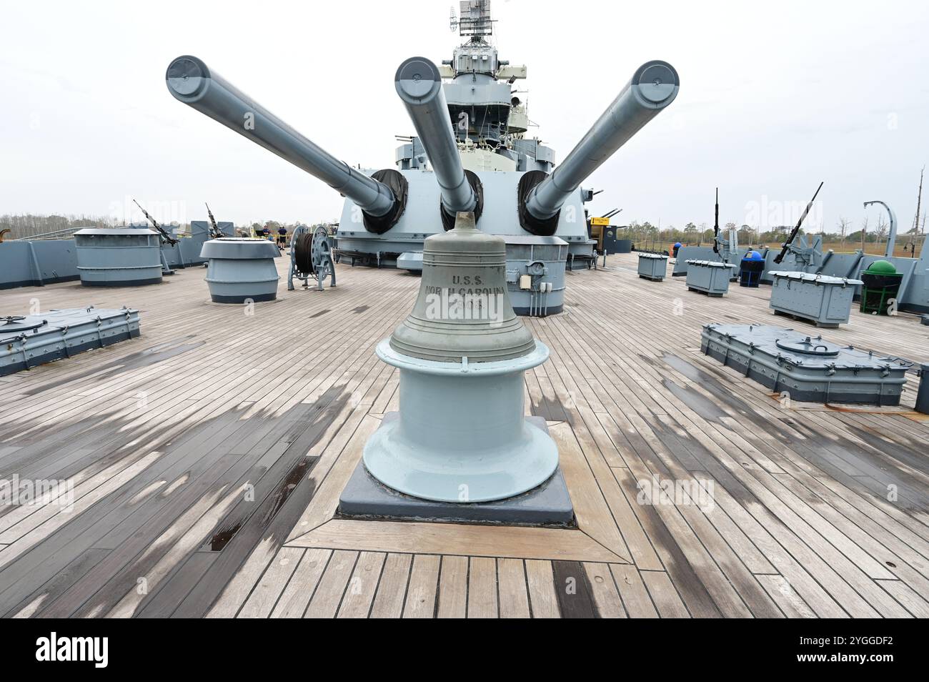 Main gun turrets of the Battleship North Carolina Stock Photo - Alamy