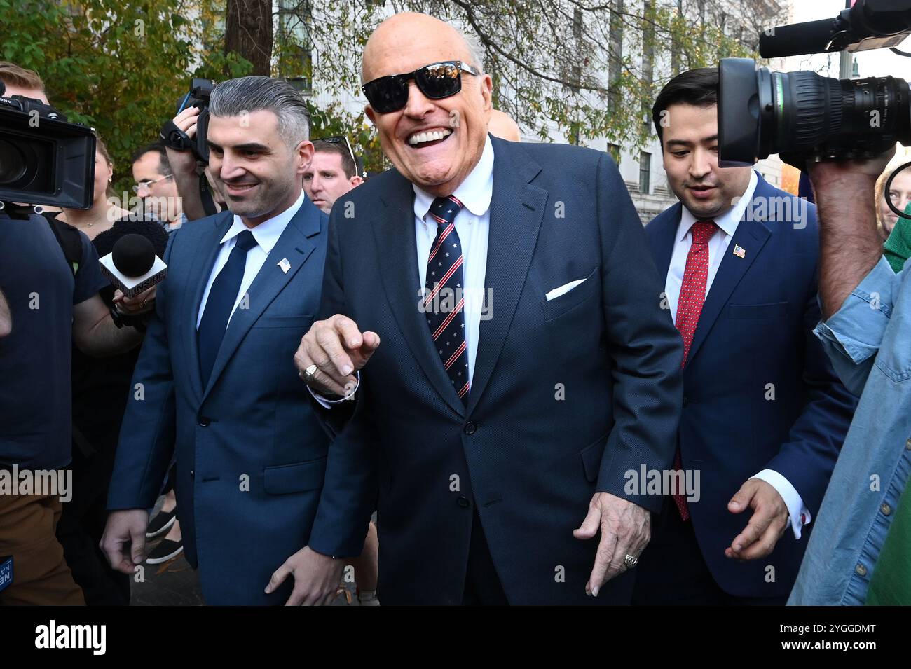 New York, USA. 07th Nov, 2024. Former New York City Mayor Rudy Giuliani ...