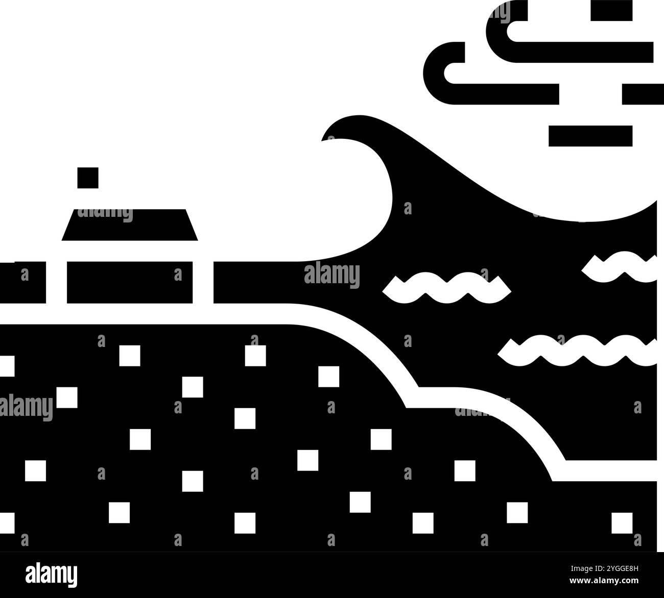 storm surge flooding hurricane disaster glyph icon vector illustration ...