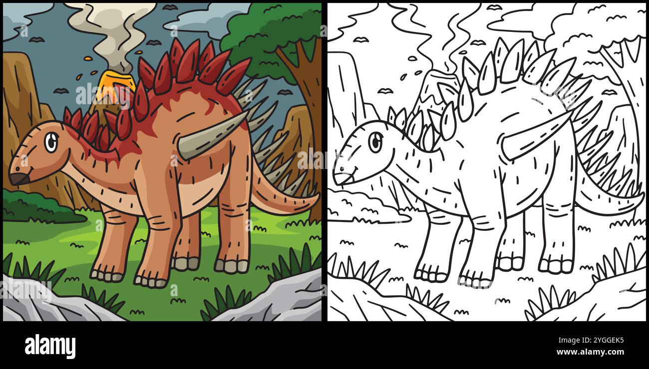 Dinosaur Kentrosaurus Coloring Page Illustration Stock Vector Image ...