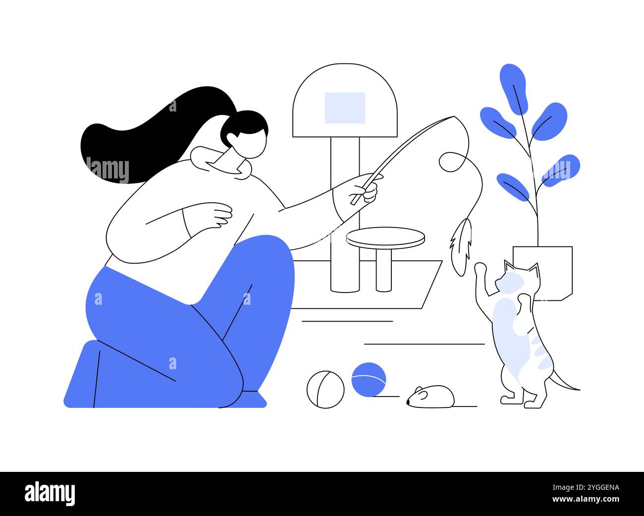 Playing with a cat isolated cartoon vector illustrations Stock Vector ...
