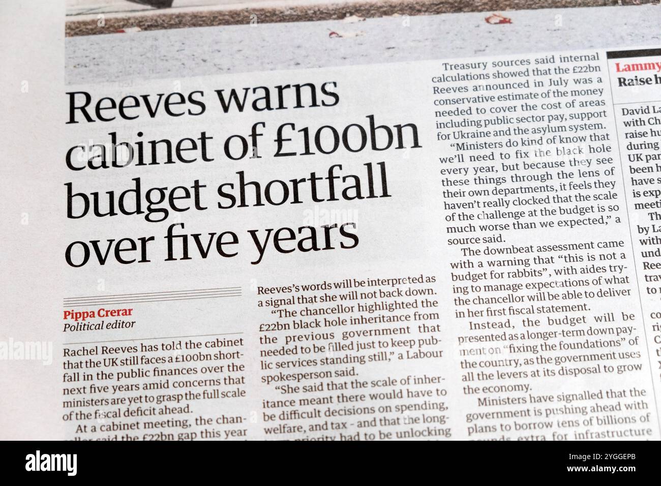 Labour Chancellor Exchequer Rachel 'Reeves warns cabinet of £100bn ...