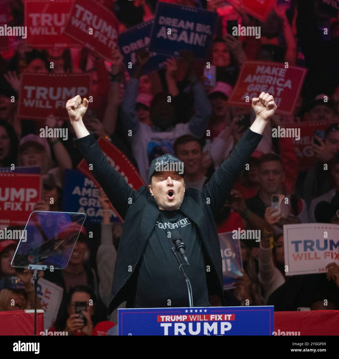 Elon Musk at Trump Rally at Madison Square Garden in New York City ...