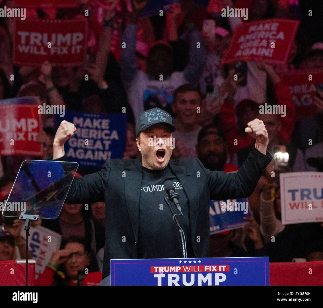Elon Musk at Trump Rally at Madison Square Garden in New York City ...