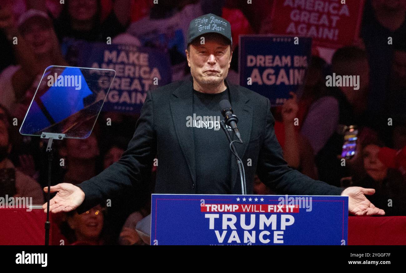 Elon Musk at Trump Rally at Madison Square Garden in New York City ...