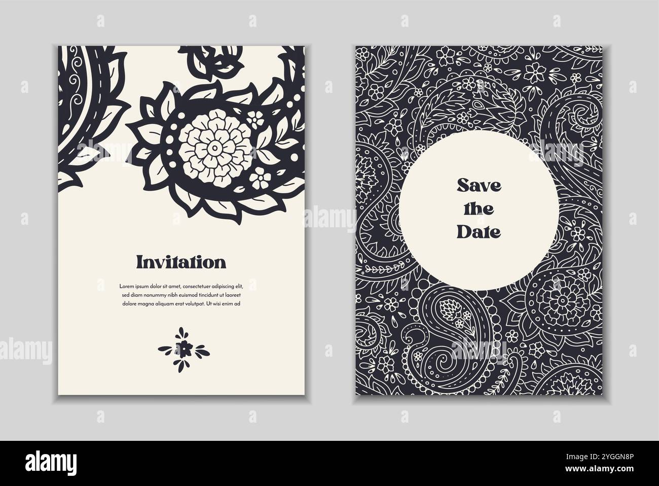 Two greeting cards set with paisley motifs Stock Vector Image & Art - Alamy