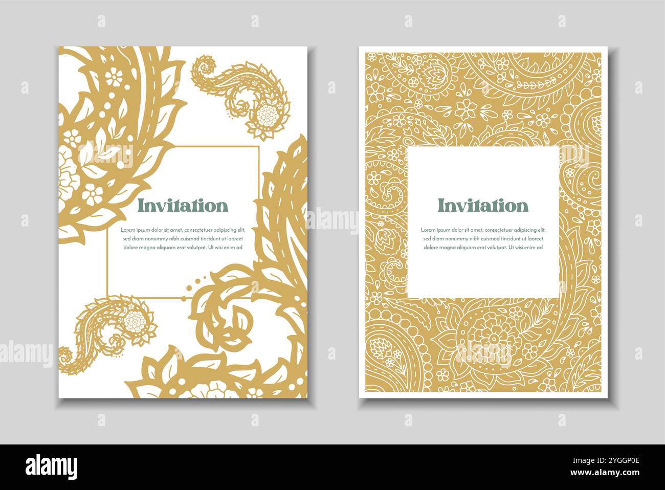 Two greeting cards set with paisley motifs Stock Vector Image & Art - Alamy