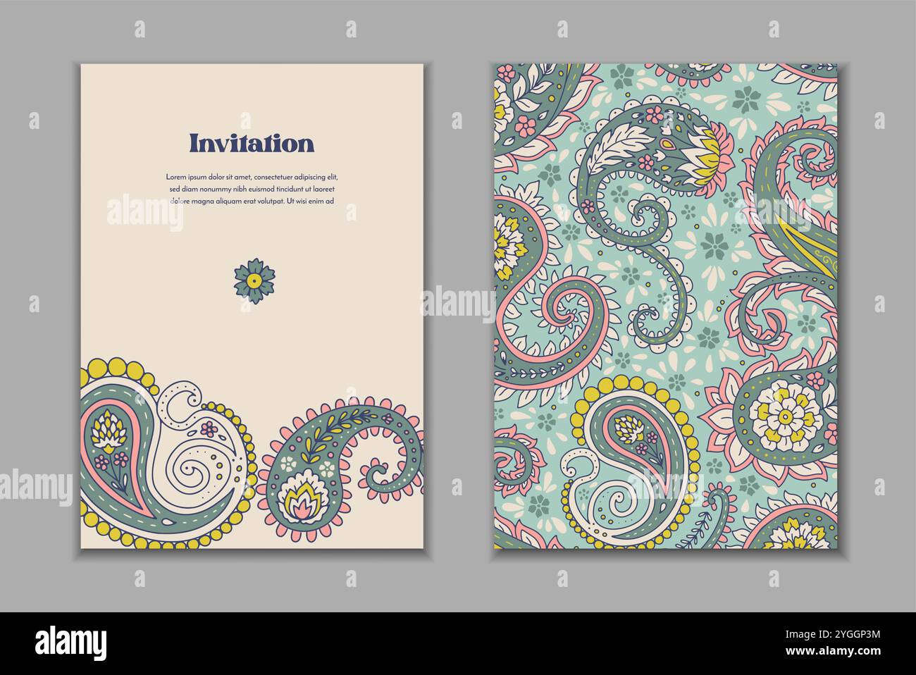 Two greeting cards set with paisley motifs Stock Vector Image & Art - Alamy