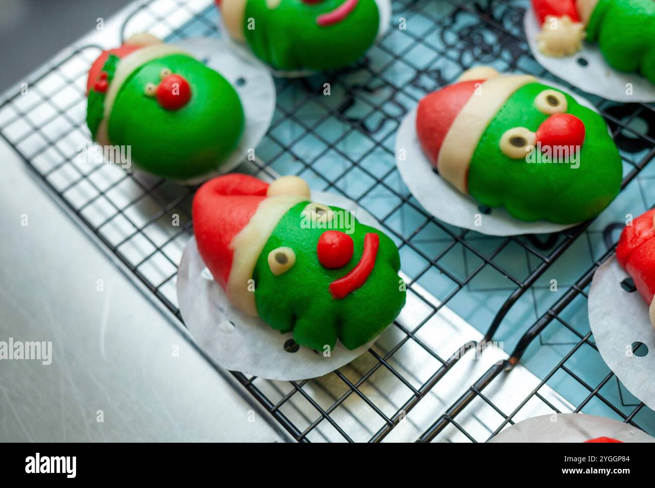 Christmas tree shaped steamed buns Stock Photo - Alamy