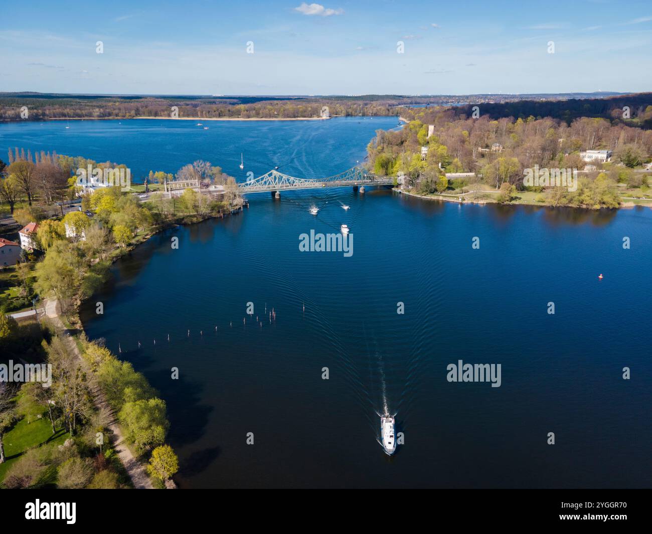 Top view of the Glienicke Bridge, which spans the Havel between ...