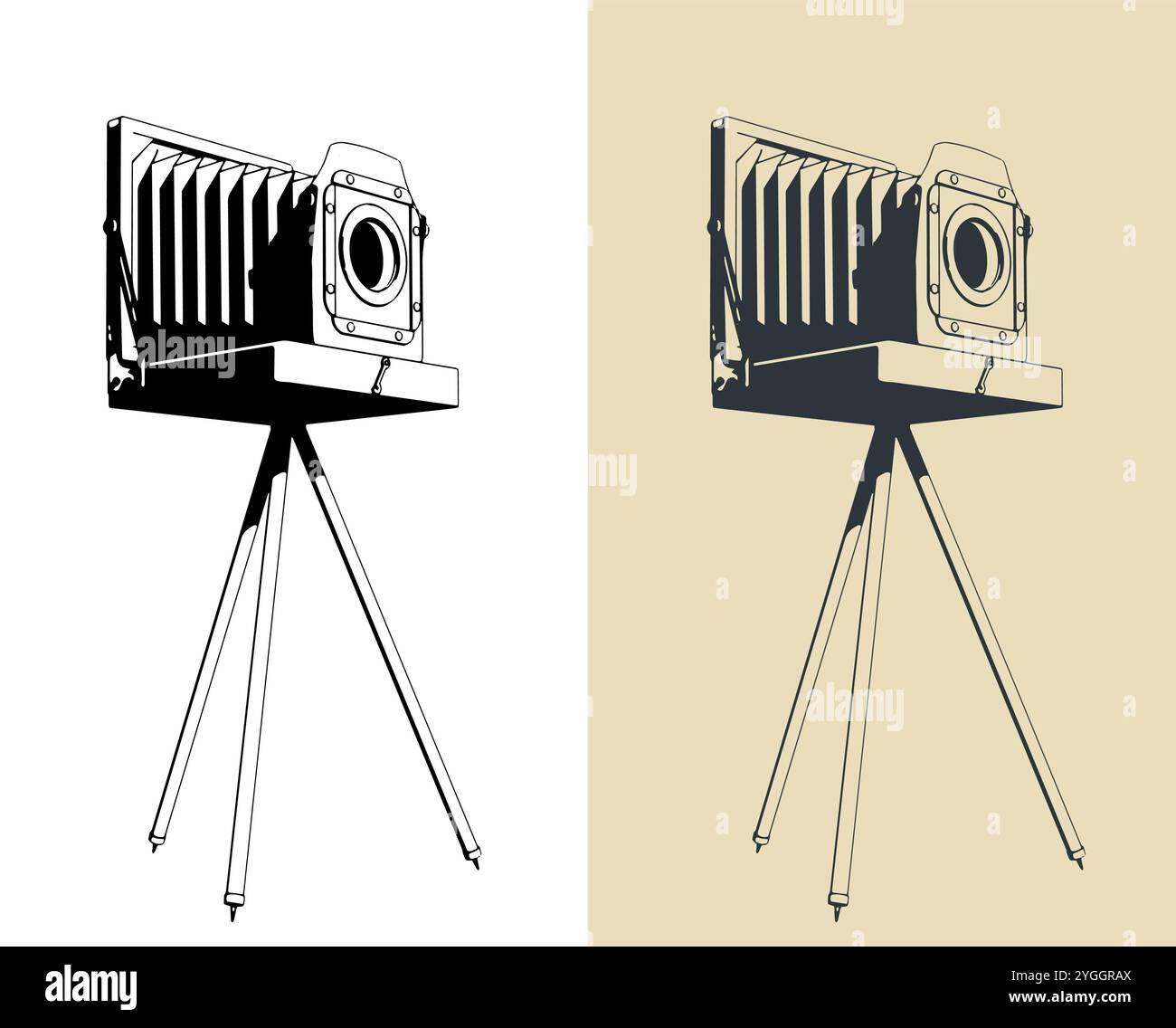 Stylized vector illustrations of a retro camera Stock Vector Image ...
