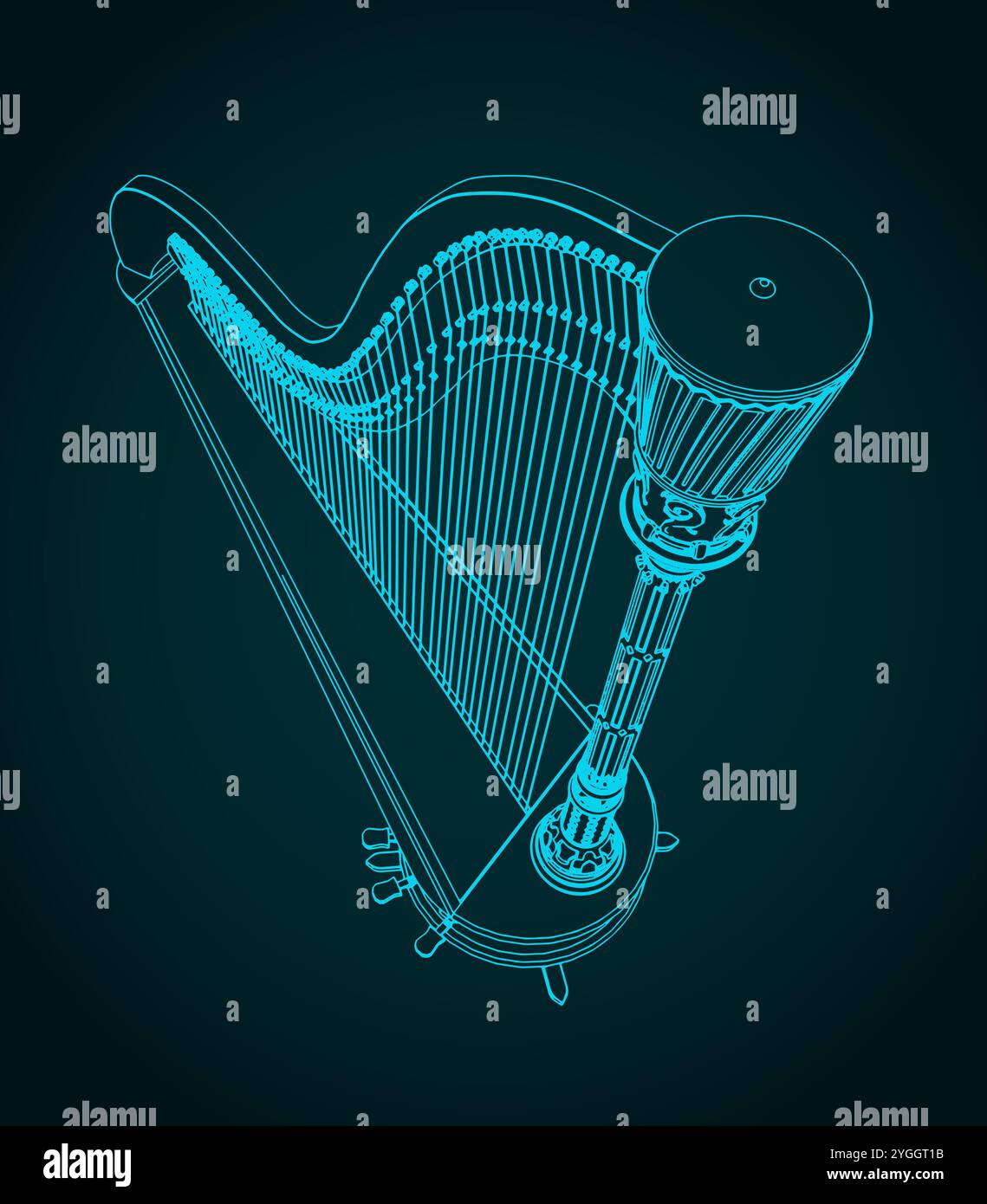 Stylized vector illustration of harp. Traditional classical instrument ...