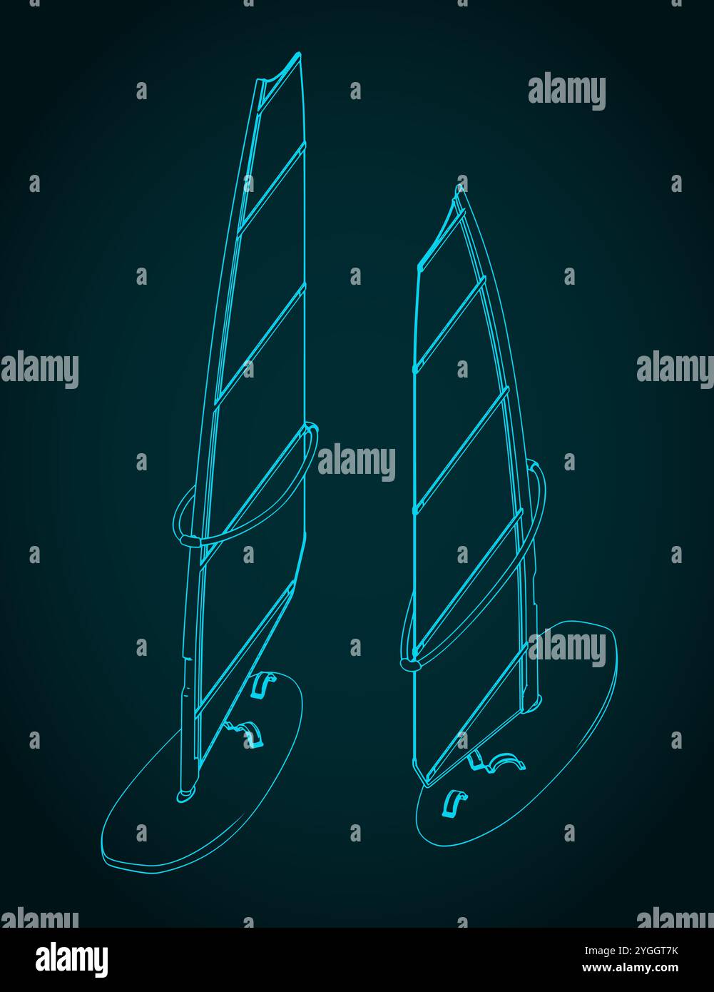 Stylized vector illustration of a windsurfing board Stock Vector Image ...