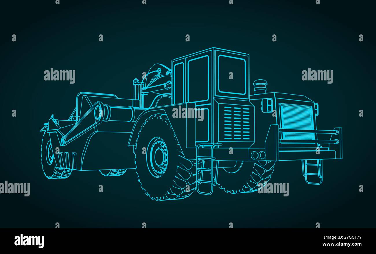 Scraper for heavy earthmoving and mining applications blueprint Stock ...