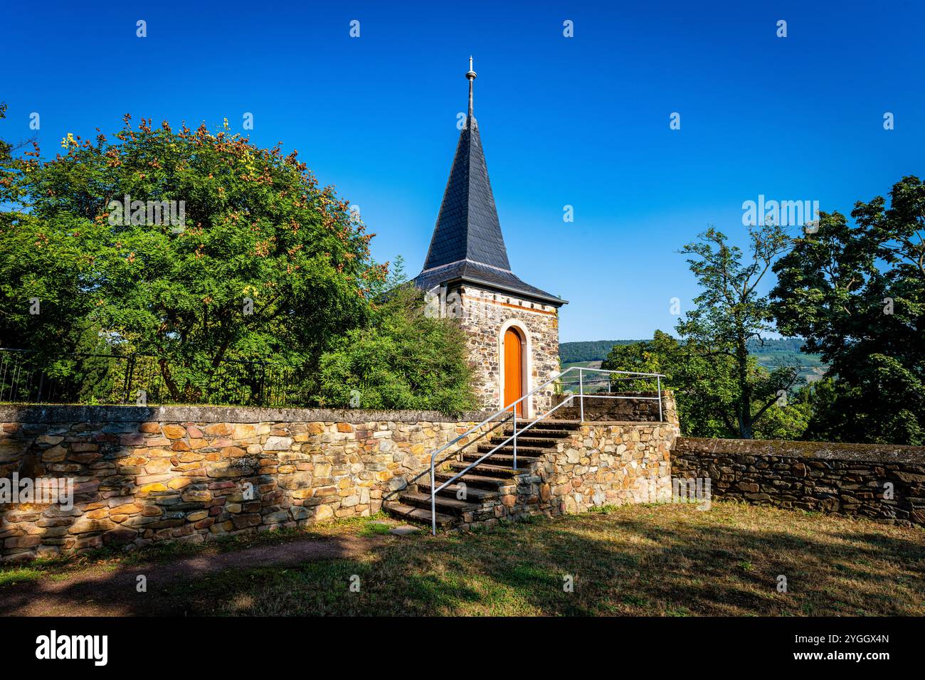 Klopp Castle near Bingen am Rhein, hilltop castle with well-preserved ...