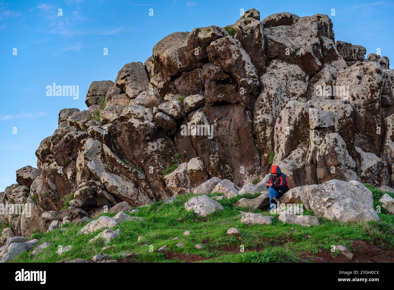Canical, rock formation on the Sao Lourenco hiking trail at Baia d'Abra ...
