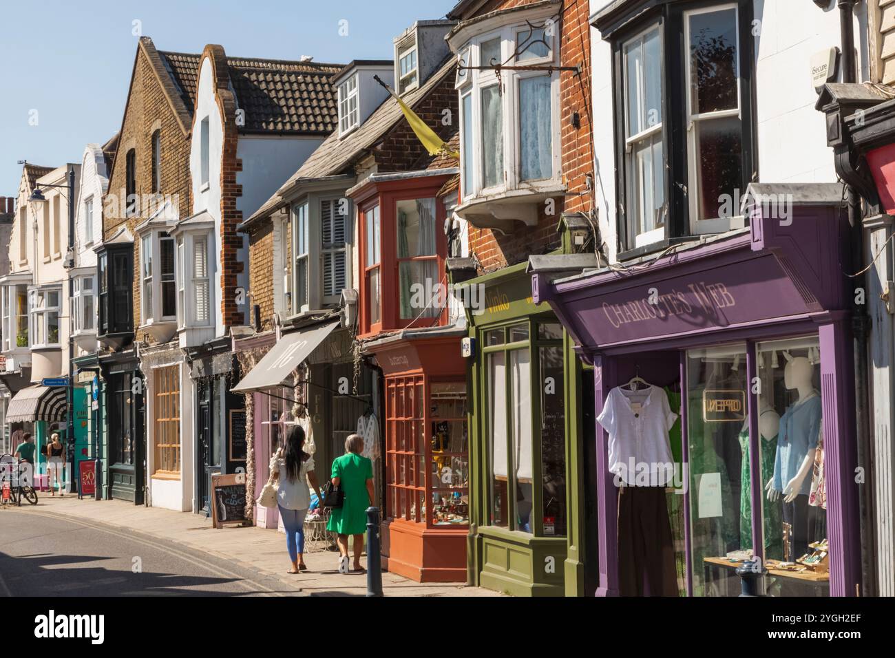 England, Kent, Whitstable, Colourful Shops on the High Street Stock ...