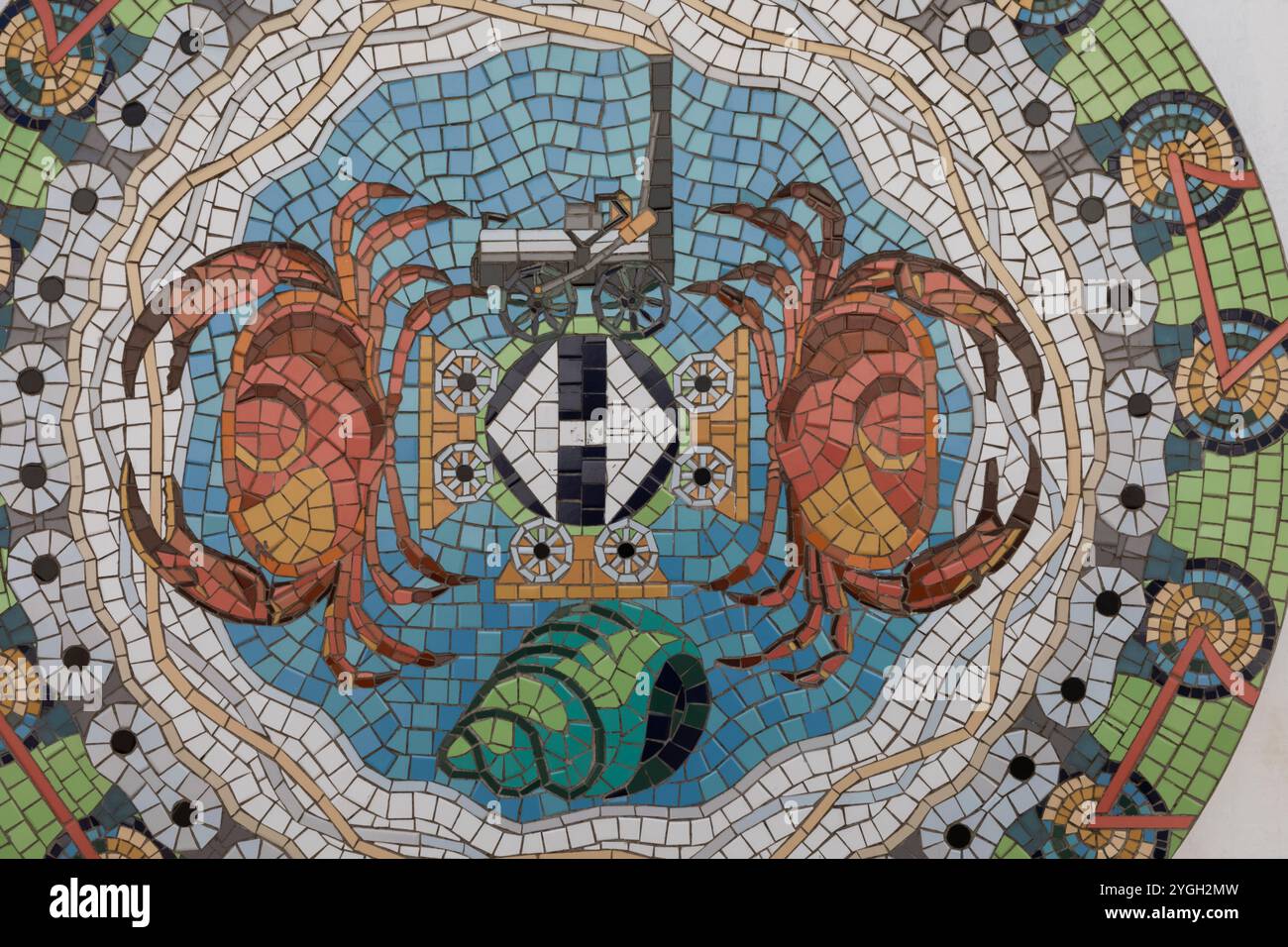 England, Kent, Whitstable, The High Street, Mosaic depicting Crabs and ...