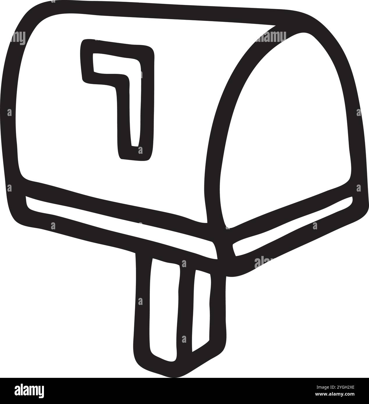 Doodle post or email Mailbox Icon or logo, hand drawn with thin black ...