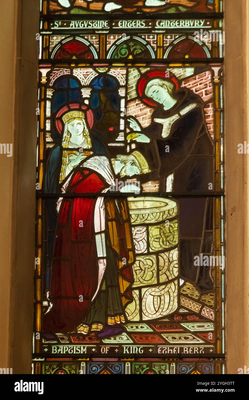England, Kent, Canterbury, St Martin's Church, Stained Glass Window ...