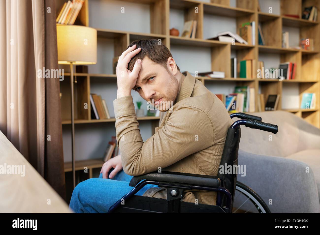 Depressed sad man looks space hi-res stock photography and images - Alamy