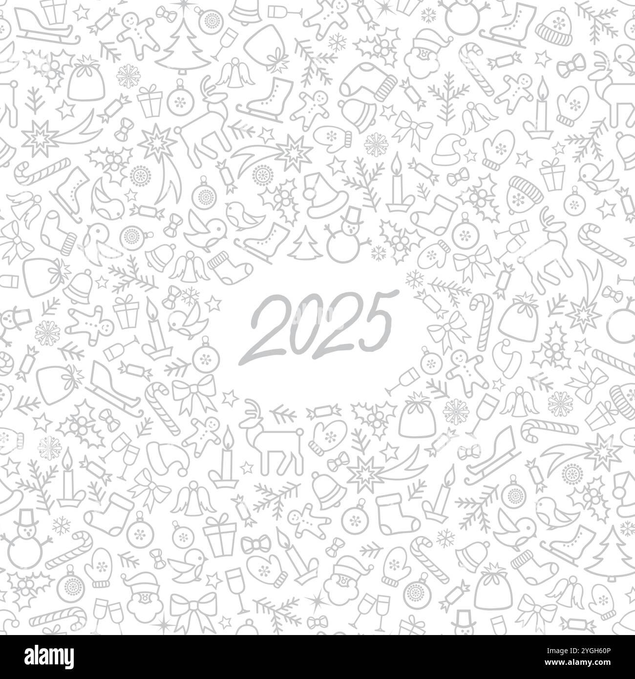 Christmas icon holiday background with numbers 2025. Happy New Year ...